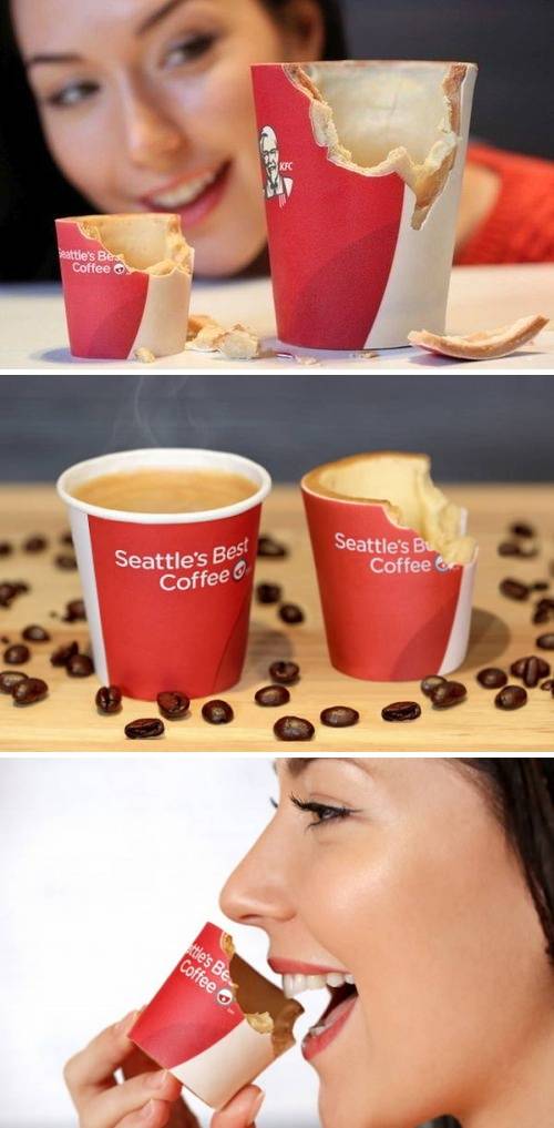Kfc 세계 최초 먹을 수 있는 커피잔 출시 눈길 비스켓에 초콜릿 코팅