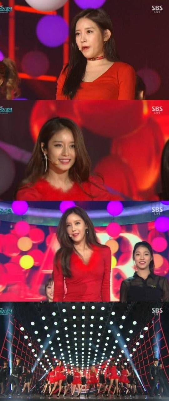 '가요대전' 티아라, 레드 립에 레드 원피스로 강렬한 무대