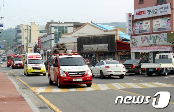 서천소방서 추석명절 대비 소방차 길 터주기 훈련