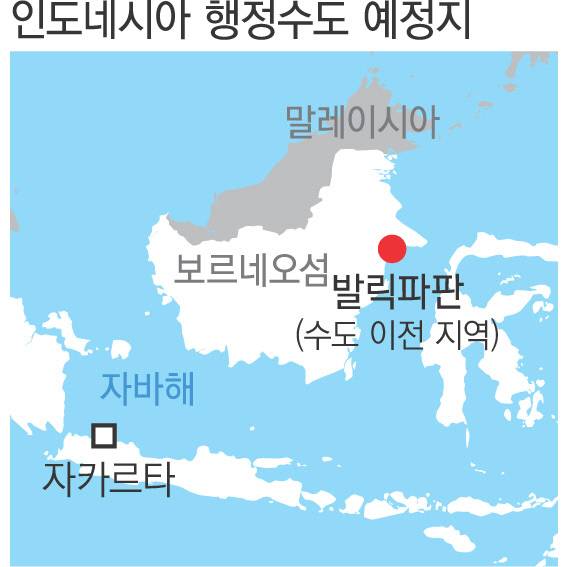 인도네시아 보르네오섬에 새 행정수도 만든다