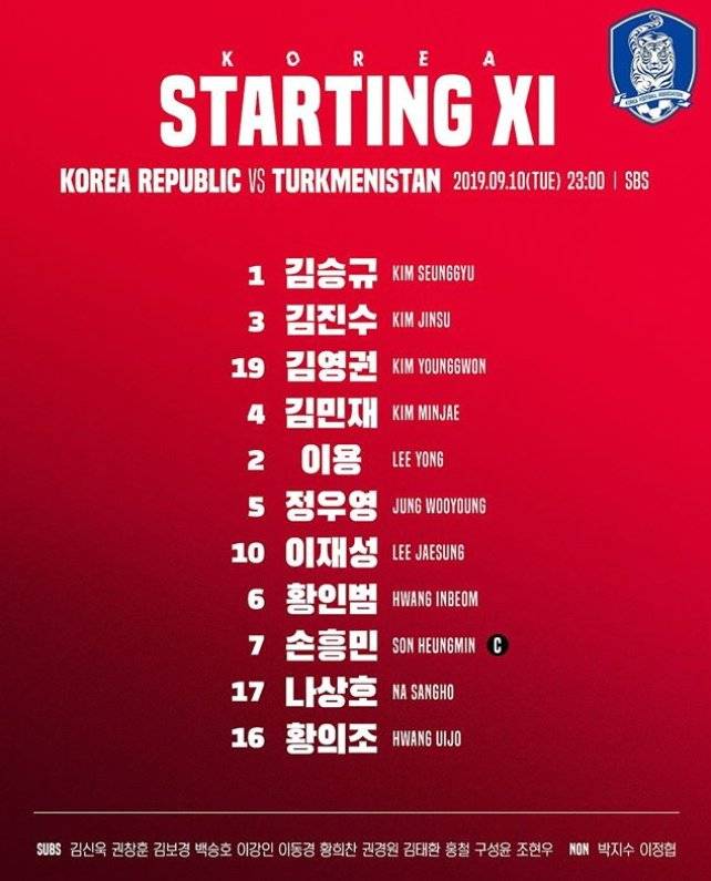 손흥민 황의조 월드컵 예선 투르크전 선봉