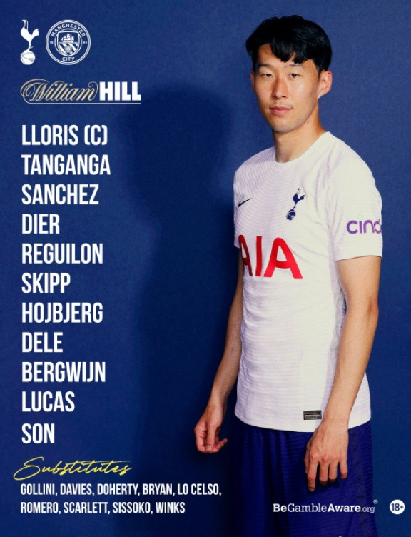 [EPL 1R] 'SON톱 출전' 토트넘, 맨시티전 선발 발표.. 케인 제외