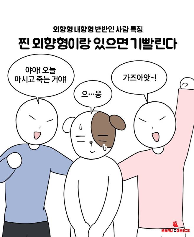외향형 내향형 반반인 사람 특징 마루코믹스