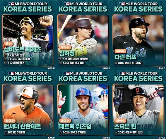 김하성·살바도르 페레즈·러프mlb 월드투어 코리아 시리즈 명단 공개
