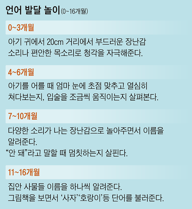 아기와 눈 맞추며 높은 톤으로 얼러주세요