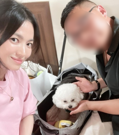 송혜교살 더 빠져 갸름민낯에도 광나는 피부핑크 추리닝 룩 어썸클