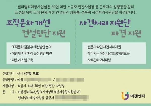 부산시 직장 내 성희롱·성폭력 예방 지원 사각지대 해소