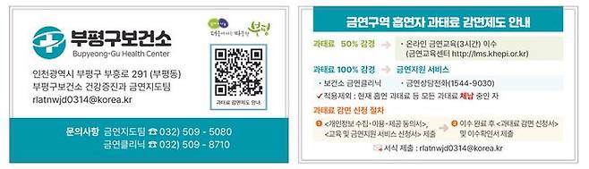 인천 부평구 흡연 과태료 감면제도 Qr코드 홍보