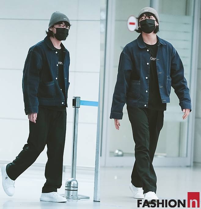 Bts 정국 소년미 넘치는 데님 핏 미국 일정 끝낸 공항룩 패션엔