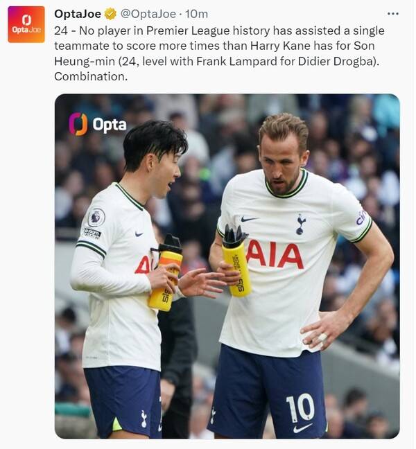 케인→손흥민 24골째 Epl 최다골 기록과 동률 램파드 드록바 잡았다