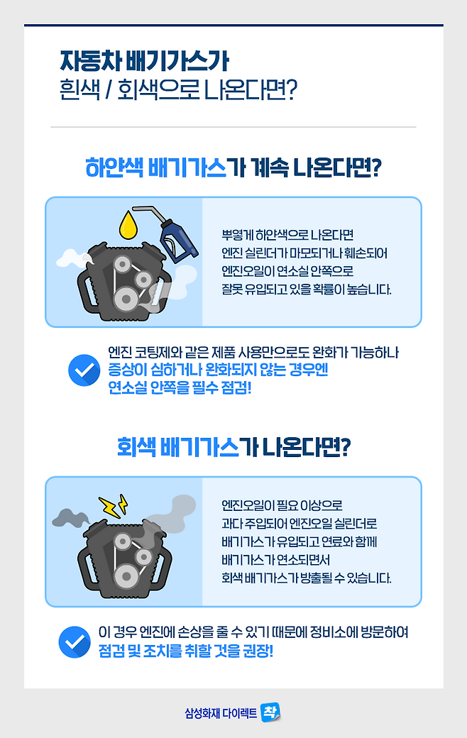 겨울에 더 확실히 보인다 자동차 배기가스로 자동차 컨디션을 알 수 있다 삼성화재 다이렉트 착