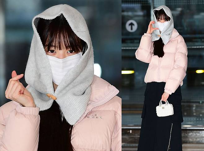 장원영 바라클라바 패딩으로 꽁꽁 싸맨 공항패션 너무 추워요” 스타와 패션