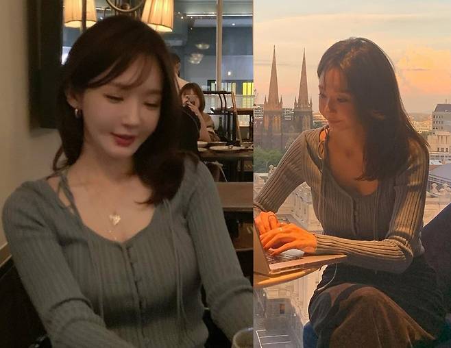 강민경 황홀한 멜버른 우아한 레이어드 컷에 청순미 가득한 카디건 휴가 패션 스타와 패션