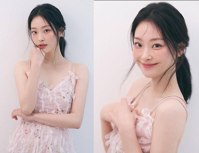 최희진 설레는 미소 핑크빛 매력 뿜어낸 민소매 플라워 레이스 원피스룩 스타와 패션