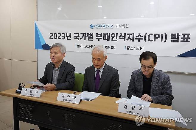 한국투명성기구 2023년 국가별 부패인식지수 관련 성명 발표