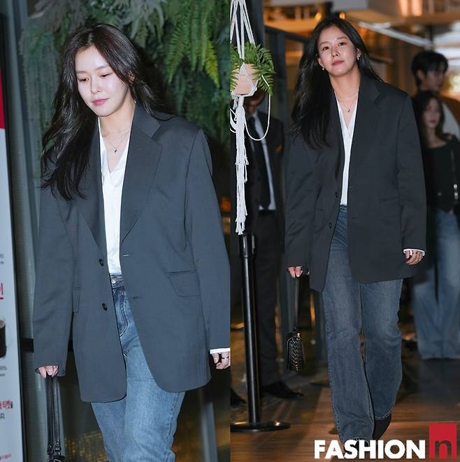 경수진 아빠 재킷 입었나 매니시한 오버핏 재킷도 거뜬 나들이룩 패션엔