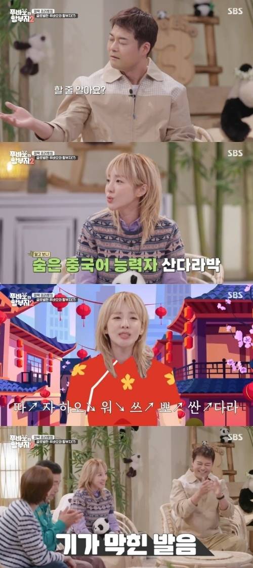 ‘성조 전문가 산다라박 강철원 ‘푸바오 사육사 능가하는 중국어 실력 ‘과시푸바오와 할부지2