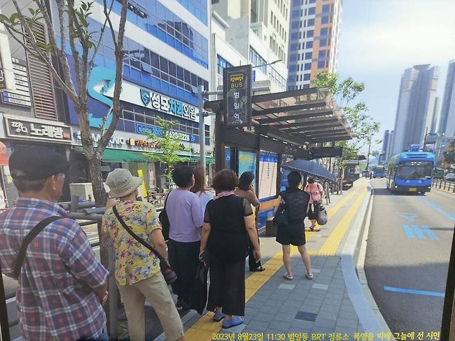 버스차로 정류장 더 ‘땡볕자투리땅에 안전 챙겨 나무 심자”