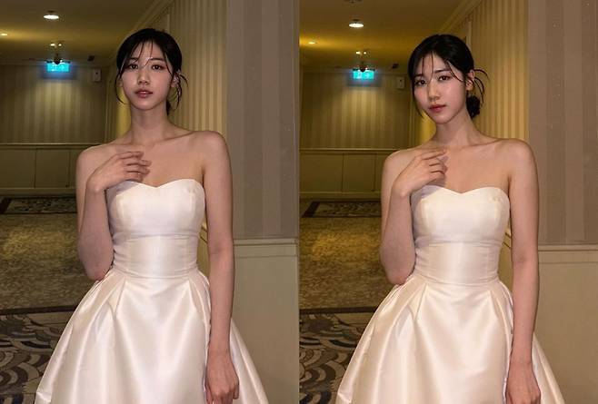 이레 어느덧 18세 숙녀 호찌민서 순백의 오프숄더 드레스룩 스타와 패션