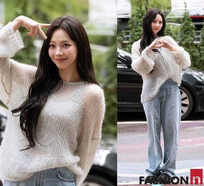 에스파 카리나 음악예능 Mc 첫 출근길 설레는 봄날 애교넘치는 니트룩 패션엔