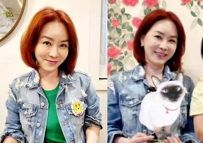 김정난 통통 튀는 재벌집 막내딸 느낌 오렌지 레드 염색으로 화사한 봄날 미모 완성 뷰티는 내운명