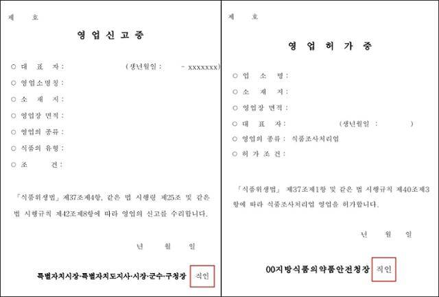 식당 계산대 뒤에 걸린 영업신고증 48년 만에 사라진다