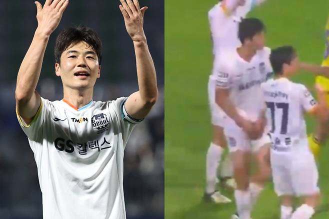 어퍼컷 세리머니에 물병 던진 팬들기성용 급소 맞고 쓰러져