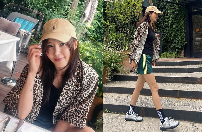 채정안 46세 맞아 호피무늬 입고 날씬한 각선미 뽐내 스타픽