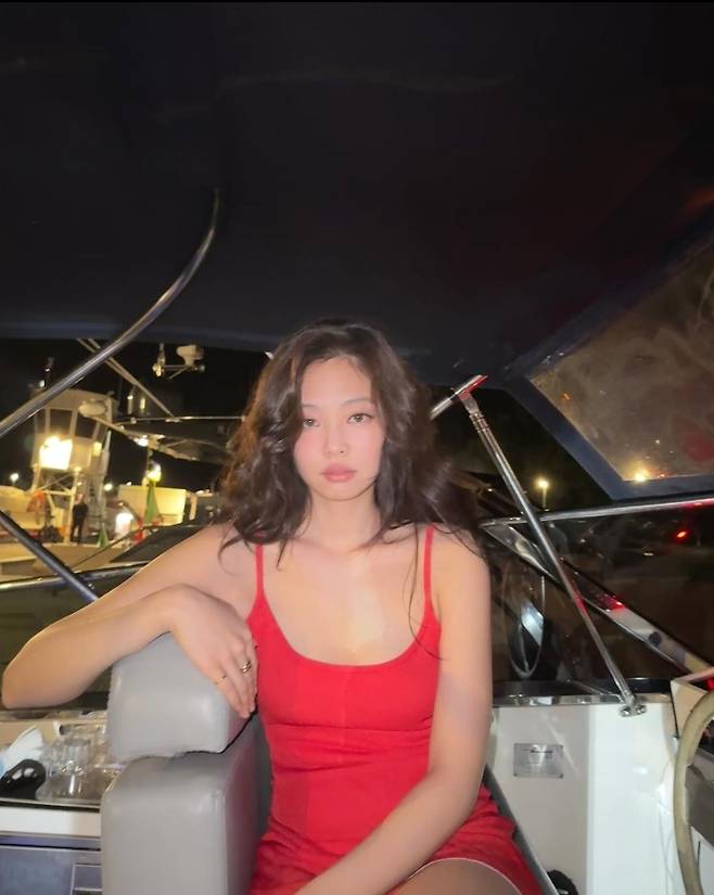 제니 밤파티에 뜬 레드 핫걸 민소매 원피스 입고 고혹적 미모 뽐내 스타와 패션