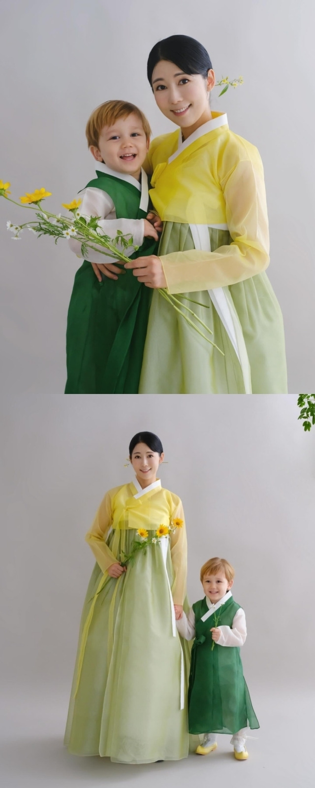 비혼모 사유리 금발 子 젠 언제 이렇게 컸나한복 입고 가족사진 찰칵