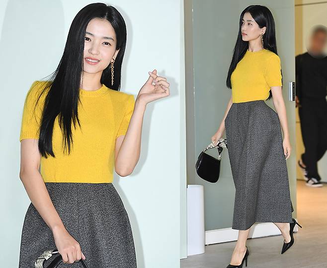 김태리 가을인데 개나리 패션 우아한 롱스커트 입고 사뿐사뿐 용산 나들이룩 뷰티는 내운명