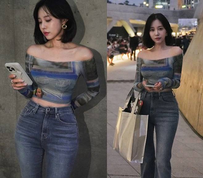 박성광 아내 이솔이 셀럽이 따로 없는 S라인 고혹미 잘록한 오프숄더 탑 데님 팬츠룩 뷰티는 내운명