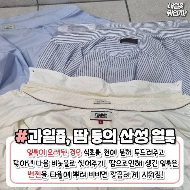 알아두면 유용한~ 각종 얼룩 지우는 꿀팁 내일 옷 뭐입지