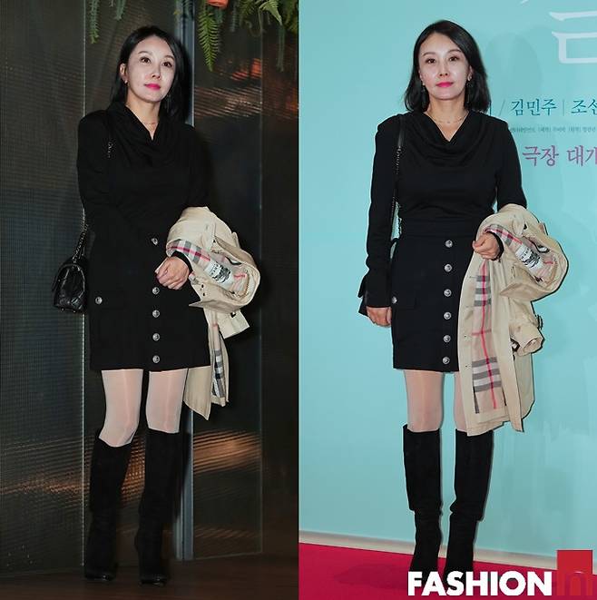 이현경 오랜만에 공식 나들이 변치않는 미모 블랙 투피스룩 패션엔