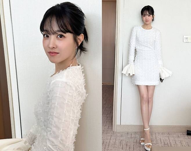 박보영 조명 필요 없는 눈부심 순백의 여신 러블리한 화이트 미니 드레스룩 뷰티는 내운명