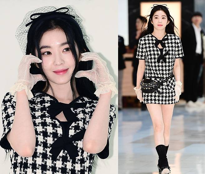 미모 서열 1위 아이린 인형처럼 걸어나왔다 리본 디테일로 업그레이드한 체크 원피스룩 스타와 패션