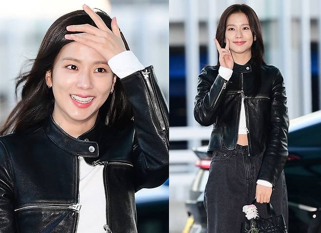 블랙핑크 지수 옆머리 사수해 방콕으로 떠나는 크롭 가죽 재킷 공항패션 뷰티는 내운명