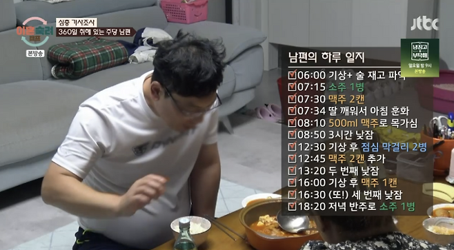 [TVis] 주량 ‘맥주 40병’ 남편…서장훈 “뭐하러 이혼해 시한부인데” (‘이혼숙려캠프’)