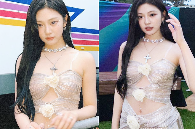 진짜 하얗네누드톤 초미니드레스입고 예뻐 난리난 여가수드레스룩 셀럽뉴스