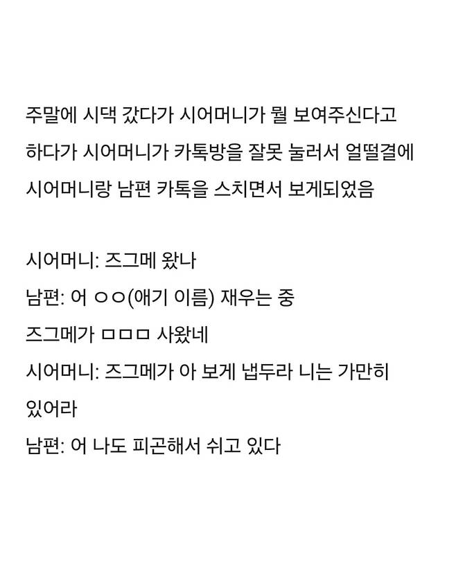 남편히 저희 엄마를 즈그메라고 불러요 테스트모아
