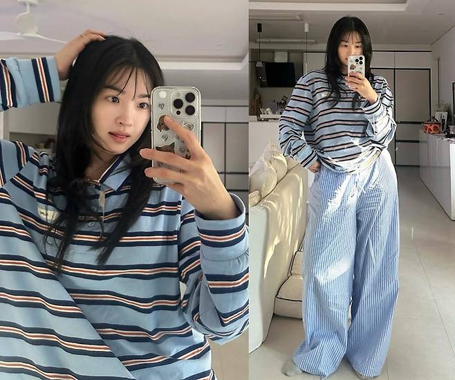 10년 만의 앞머리 변신 더 어려진 걸그룹 비주얼 류이서 스트라이프 와이드 팬츠룩 뷰티는 내운명