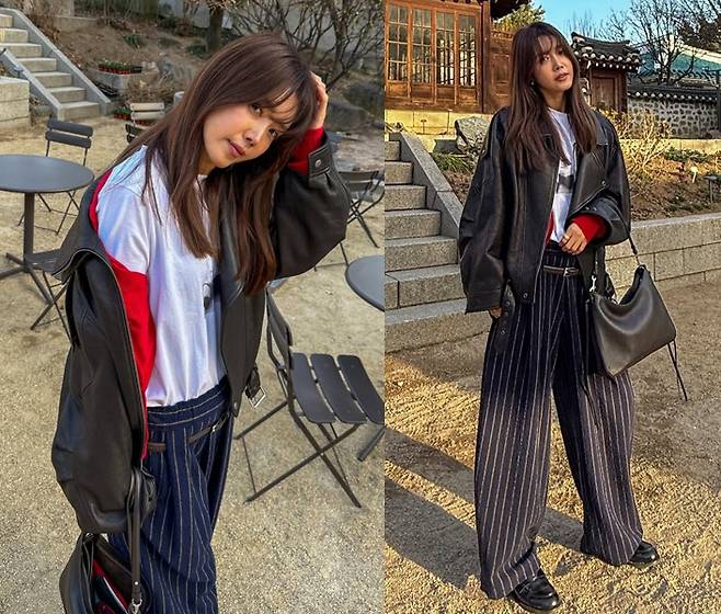 한옥에서 왜이래 173cm 더 커 보인 스트라이프 팬츠 여배우 에포트리스 시크 룩 뷰티는 내운명
