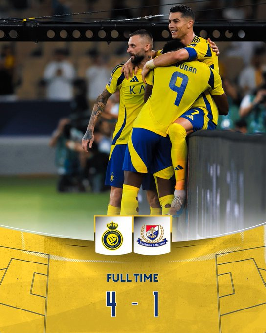 [acle.review] ‘듀란-마네-호날두 득점’ 알 나스르, 요코하마에 4-1 완승→ACLE 4강 진출 성공