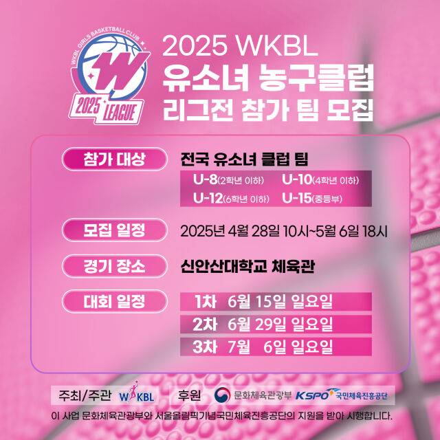 2025 WKBL 유소녀 농구클럽 리그전 참가팀 모집…"총 4개 종별, 3차 리그전까지 진행"