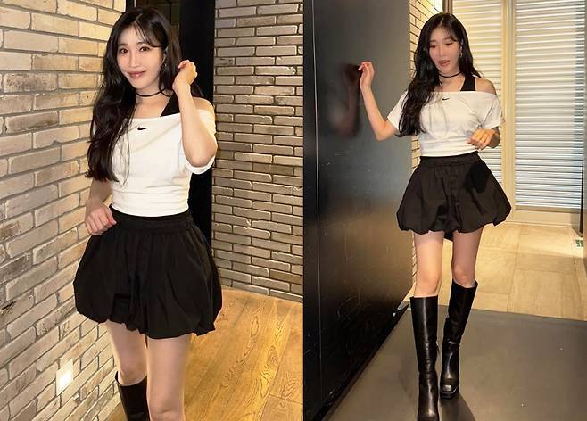 다리가 이렇게 예뻤나 ‘핏 하나로 다 설명된 여가수 오프숄더미니스커트룩 대본은 내운명