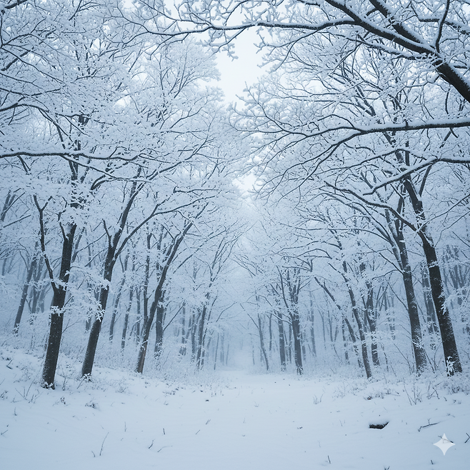 "단풍보다 화려한 겨울의 민낯" 순백의 절벽과 푸른 비자림이 빚어낸 신비로운 설국 | 데일리여행스케치